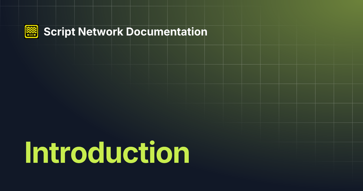 Introduction | Script Network Documentation
